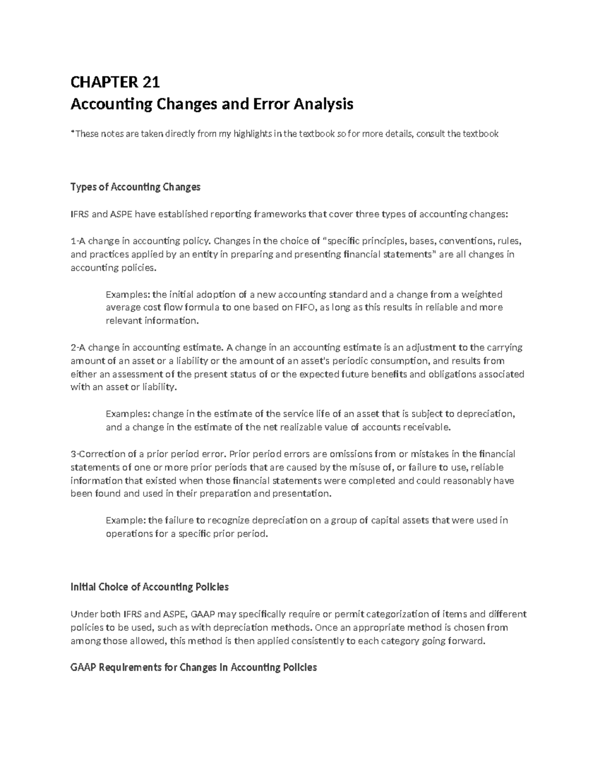 Chapter 12 notes - CHAPTER 21 Accounting Changes and Error Analysis ...