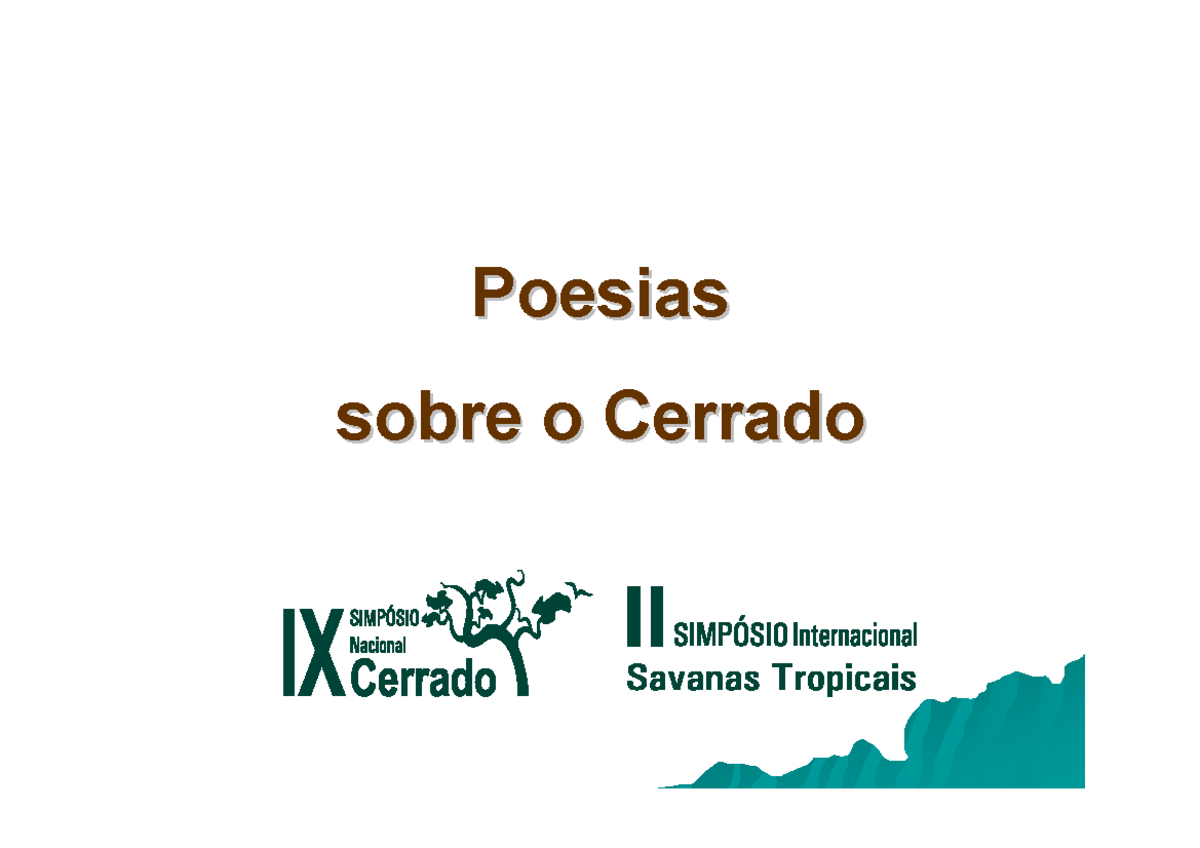 Poesias - Aje - Poesias Poesias sobre o Cerradosobre o Cerrado Das ...