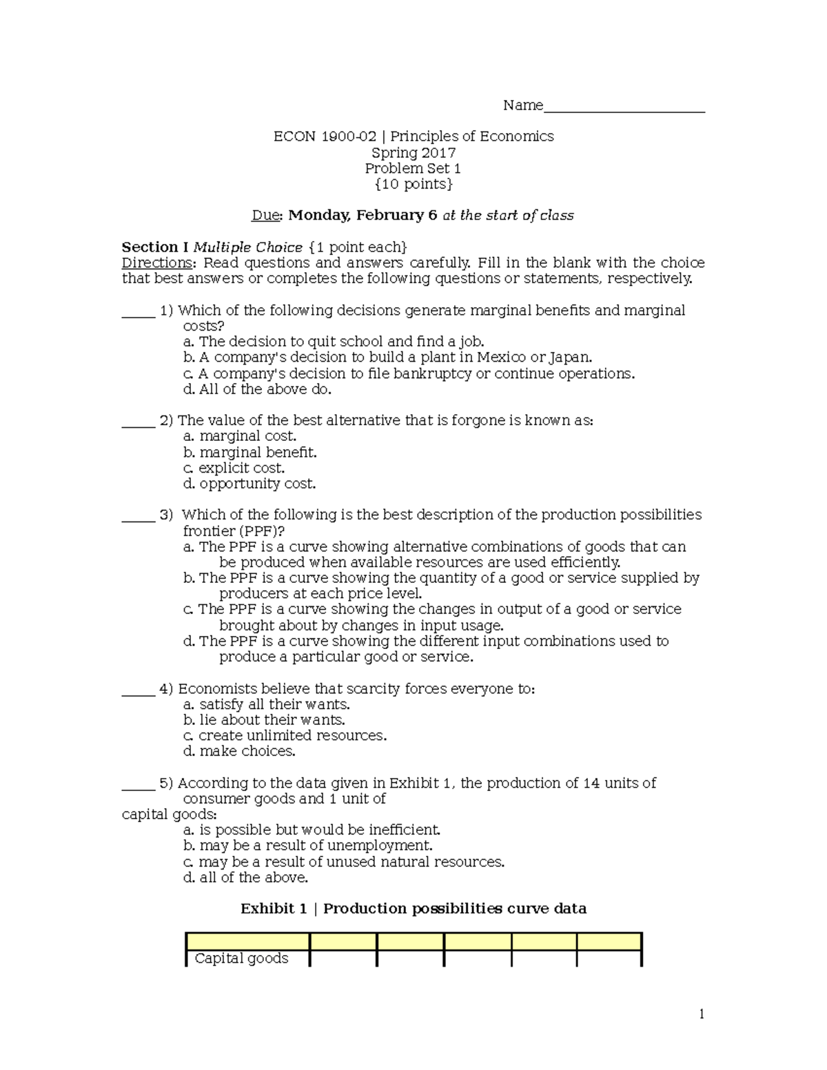 Practice Set 1-02 - Name________________________ ECON 1900-02 ...