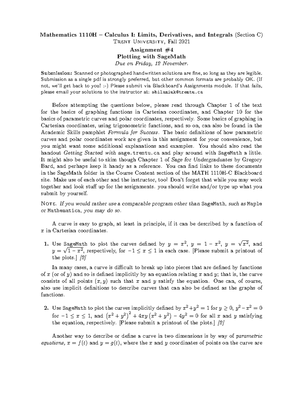 MATH1110H-C-A4 - math - Mathematics 1110H – Calculus I: Limits ...