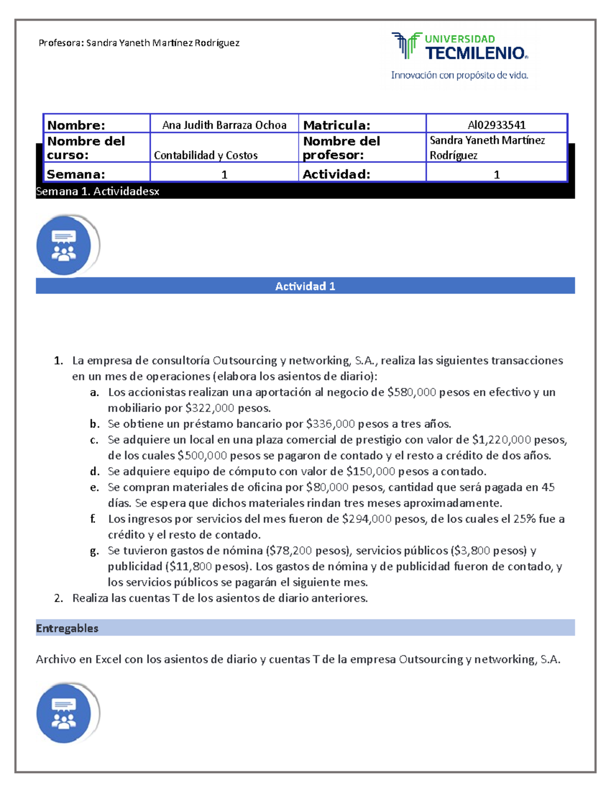 Tarea 1 Contabilidad Y Costos - Profesora: Sandra Yaneth Martínez ...