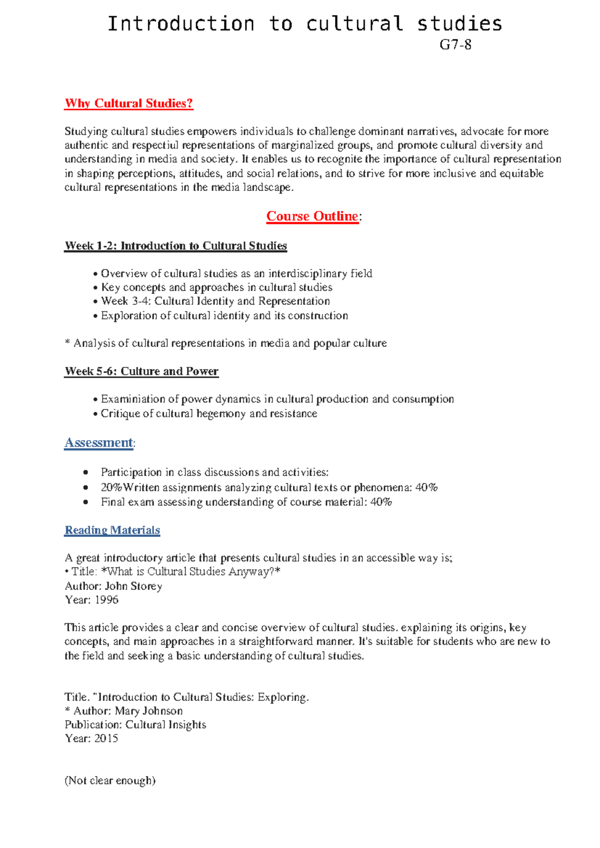 Cv xfgtyukrrrgs - Introduction to Media Studies G7- 8 Why Cultural ...