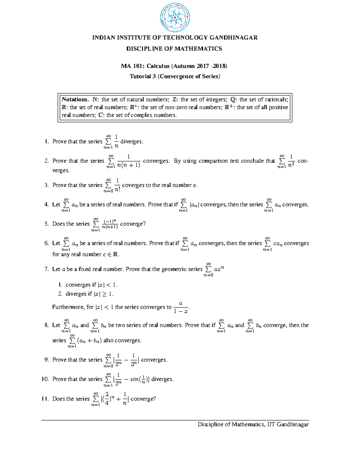 Tutorial 3 - INDIAN INSTITUTE OF TECHNOLOGY GANDHINAGAR DISCIPLINE OF ...