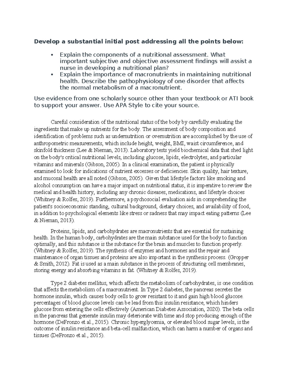 Develop a substantial initial post addressing all the points below ...