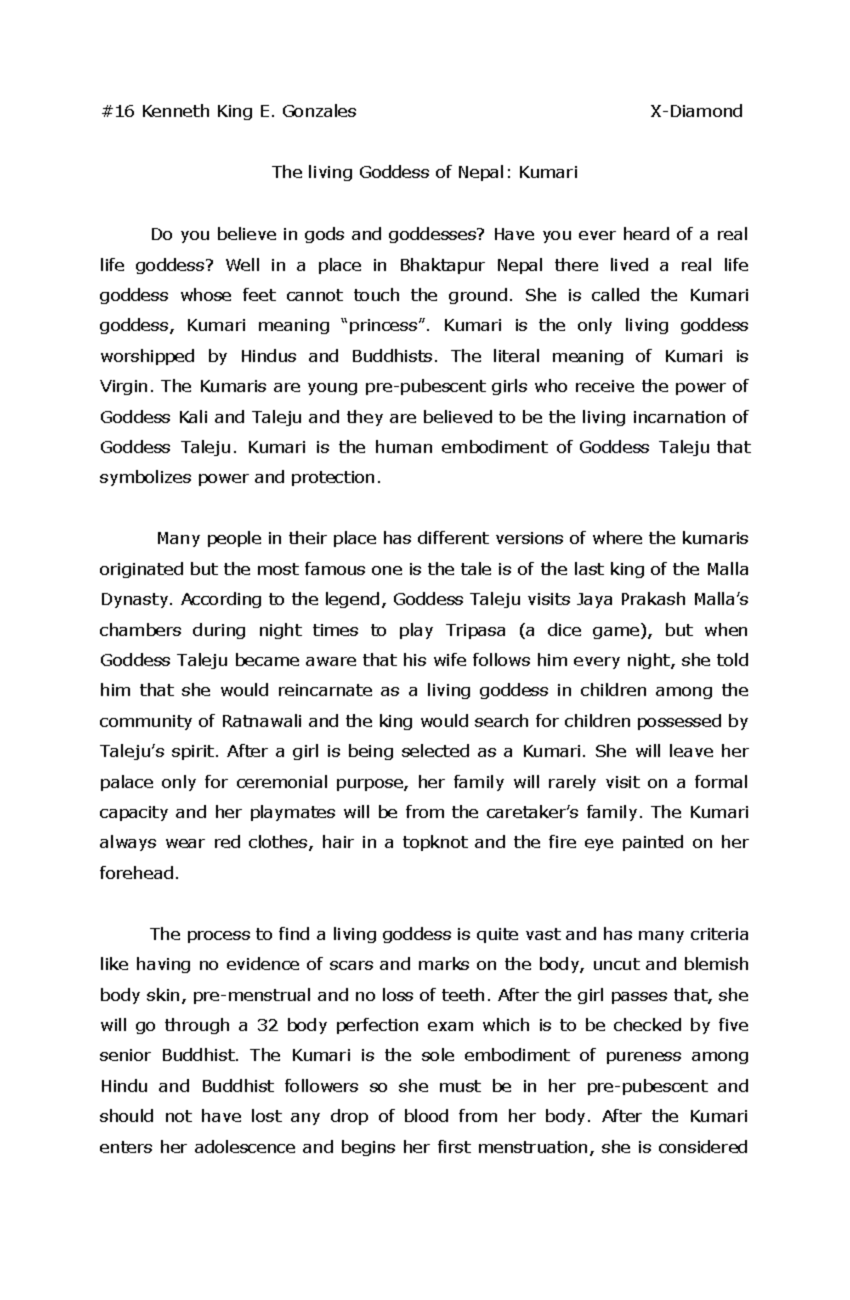 16 Kenneth King E - Just random notes - #16 Kenneth King E. Gonzales X ...