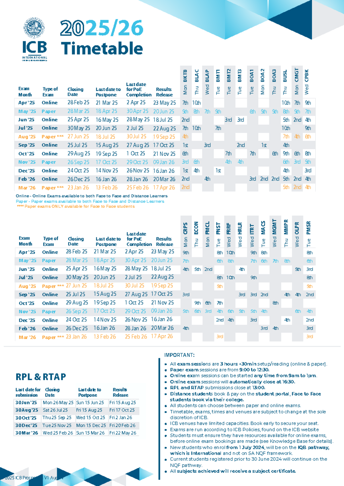 2025-26-Timetable - timetable - 30 Jun ' 30 Aug ' 30 Oct ' 30 Dec ' 30 ...