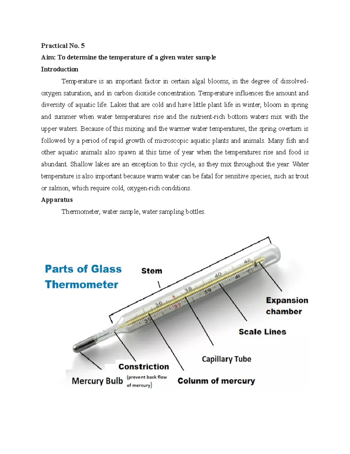 Practical No 5-AEM-203 - Practical No. 5 Aim: To determine the temperature of a given water ...