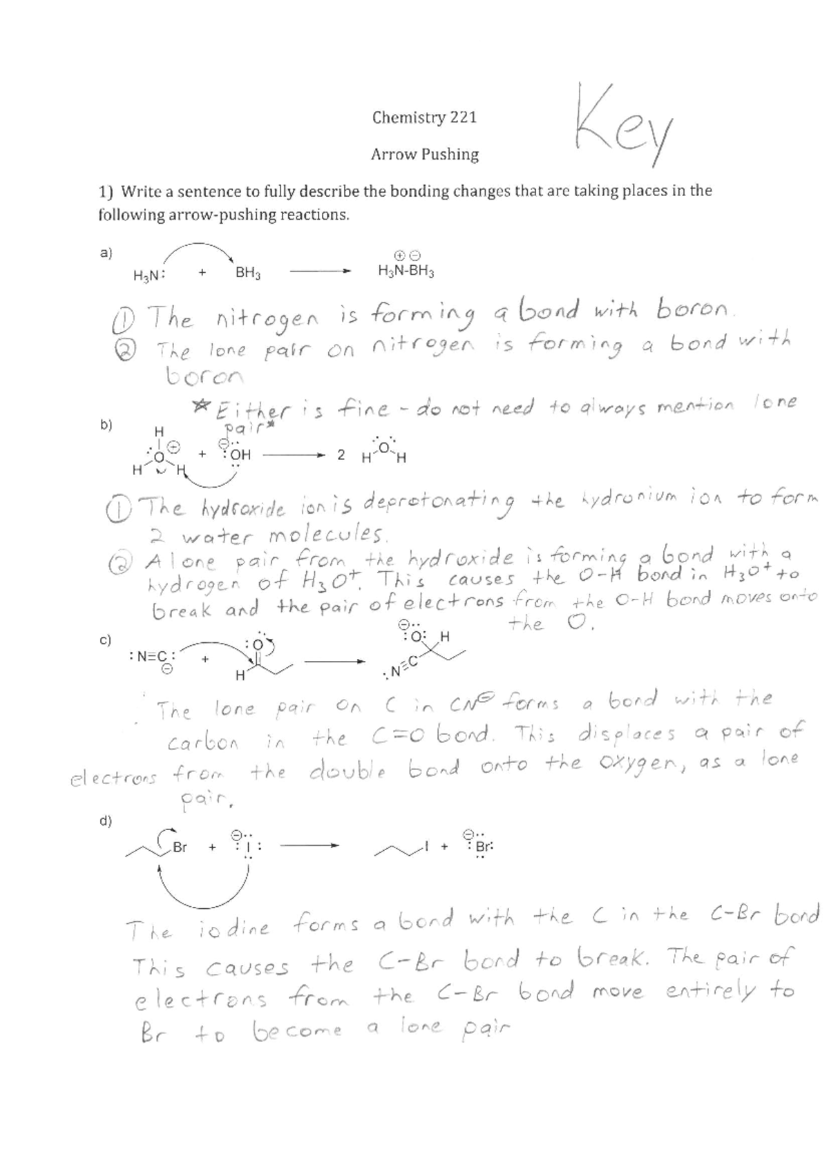 Chem 221 Arrow Pushing Key - CHEM 221 - Studocu