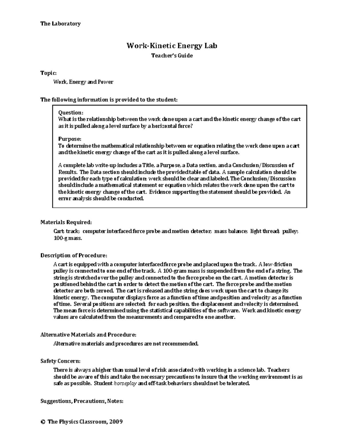E6tg - lab report - The Laboratory Energy Lab Guide Topic: Work, Energy ...