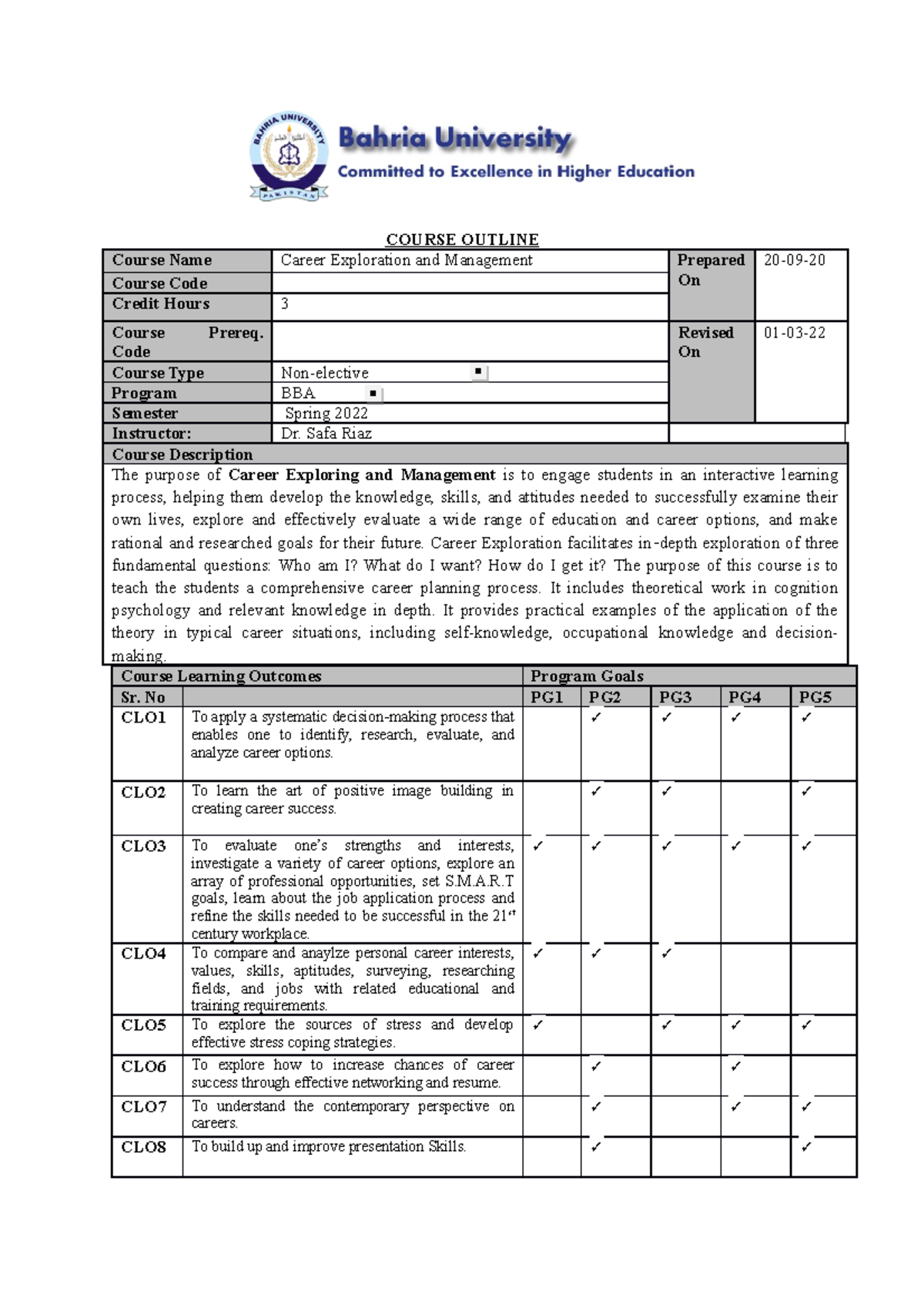 CEM Outline 08032022 105041 pm - COURSE OUTLINE Course Name Career ...