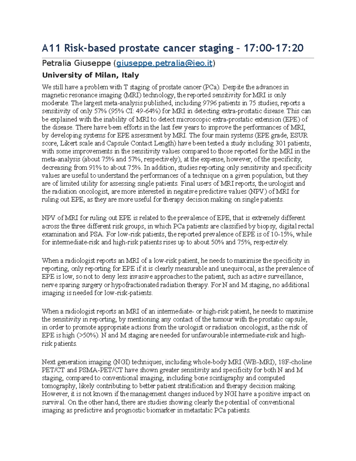A11 Risk - based prostate cancer staging - A11 Risk-based prostate ...