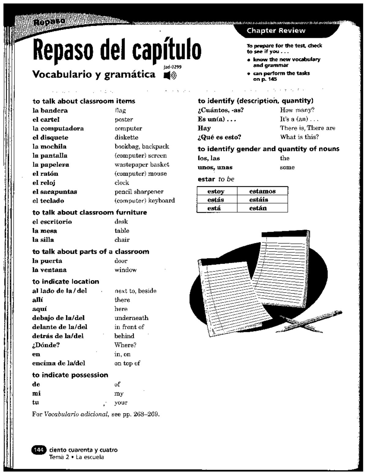 Ch 2b vocab list - Lec Notes 2023 - SPAN 001 - Studocu