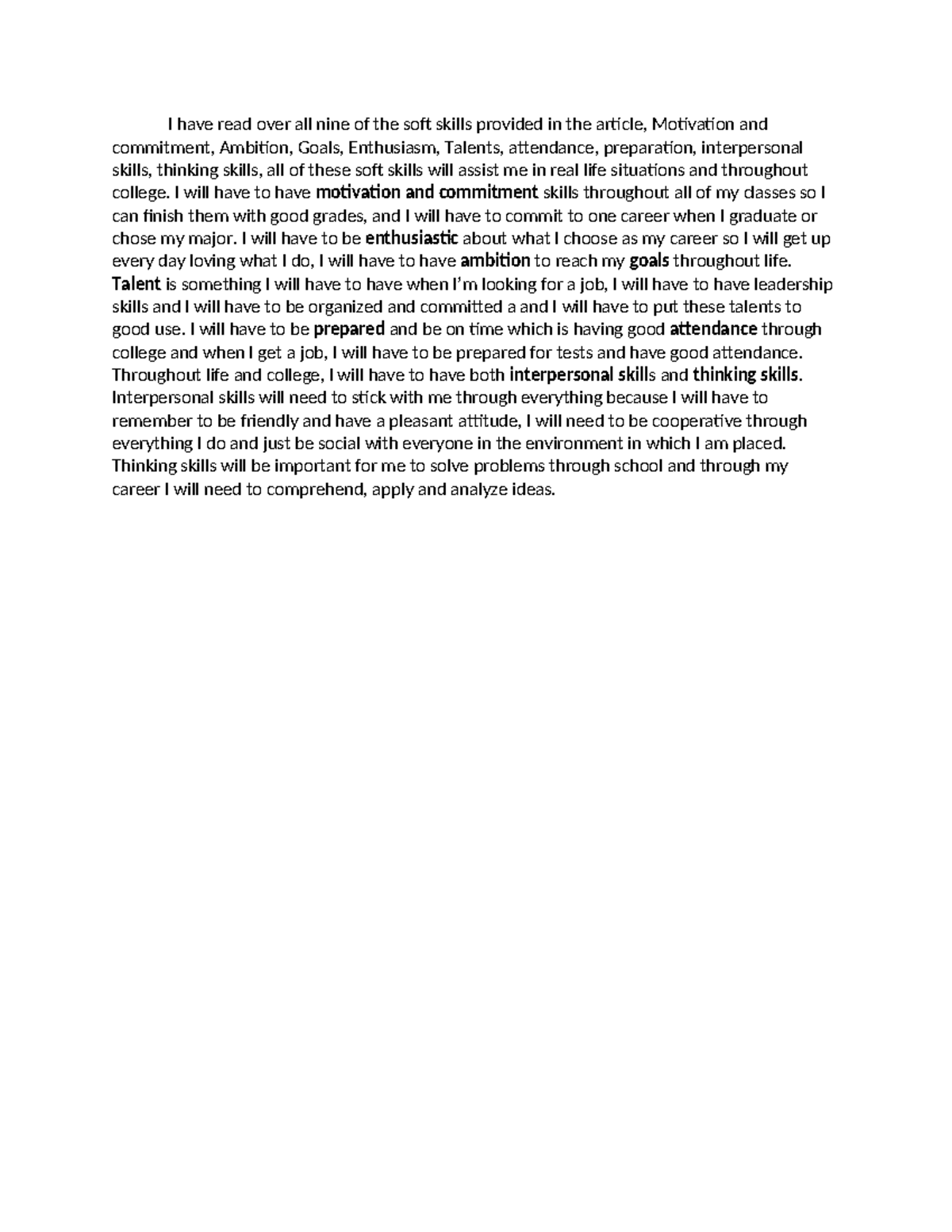 Soft Skills assignment - I have read over all nine of the soft skills provided in the article ...