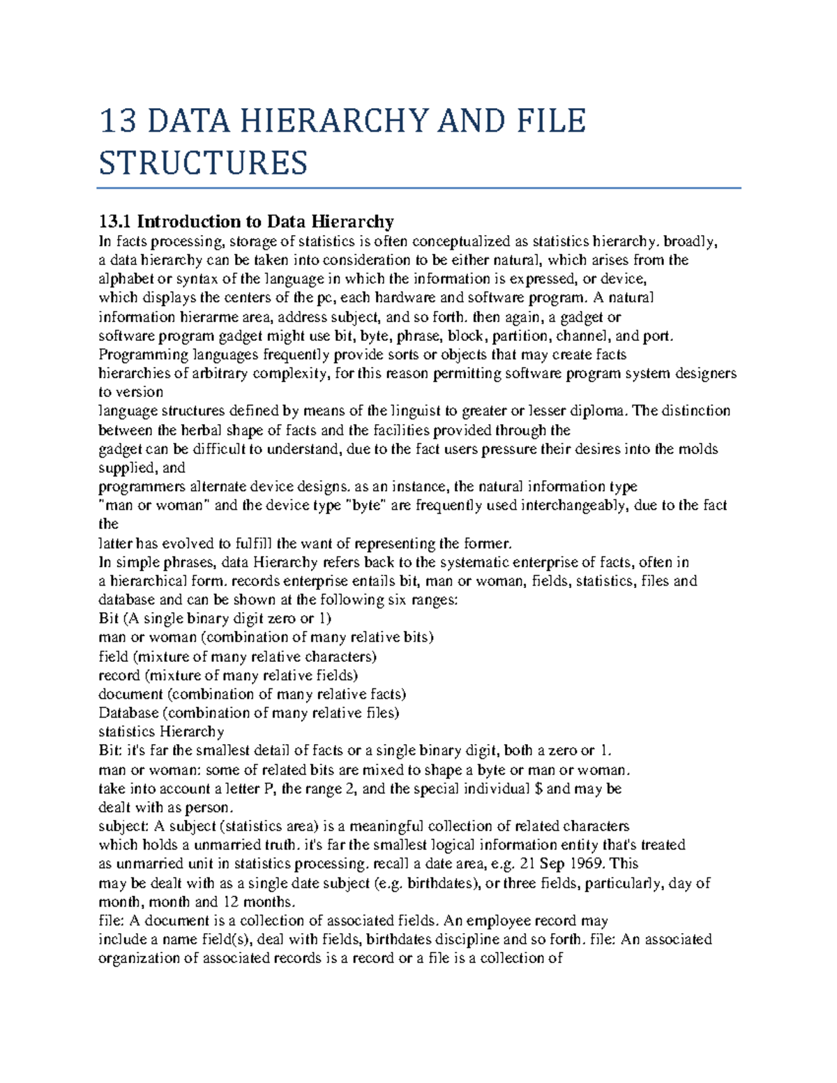 13 Data Hierarchy And File Structures 13 Data Hierarchy And File 1268