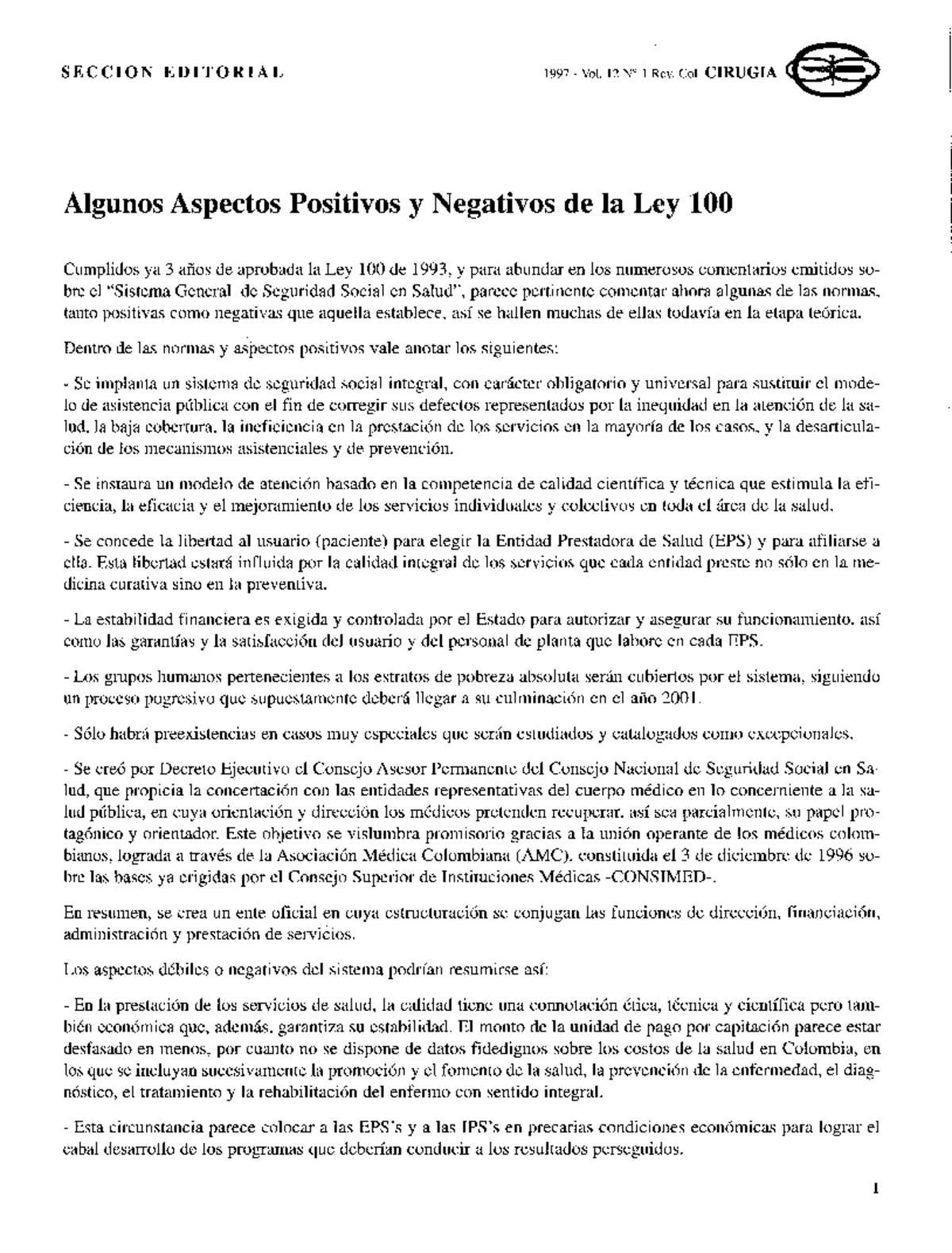 V12n1a1 - ..... - S E C C I O N E D I T O R I A L 1 9 9 7 - V o l. 1 2 ...