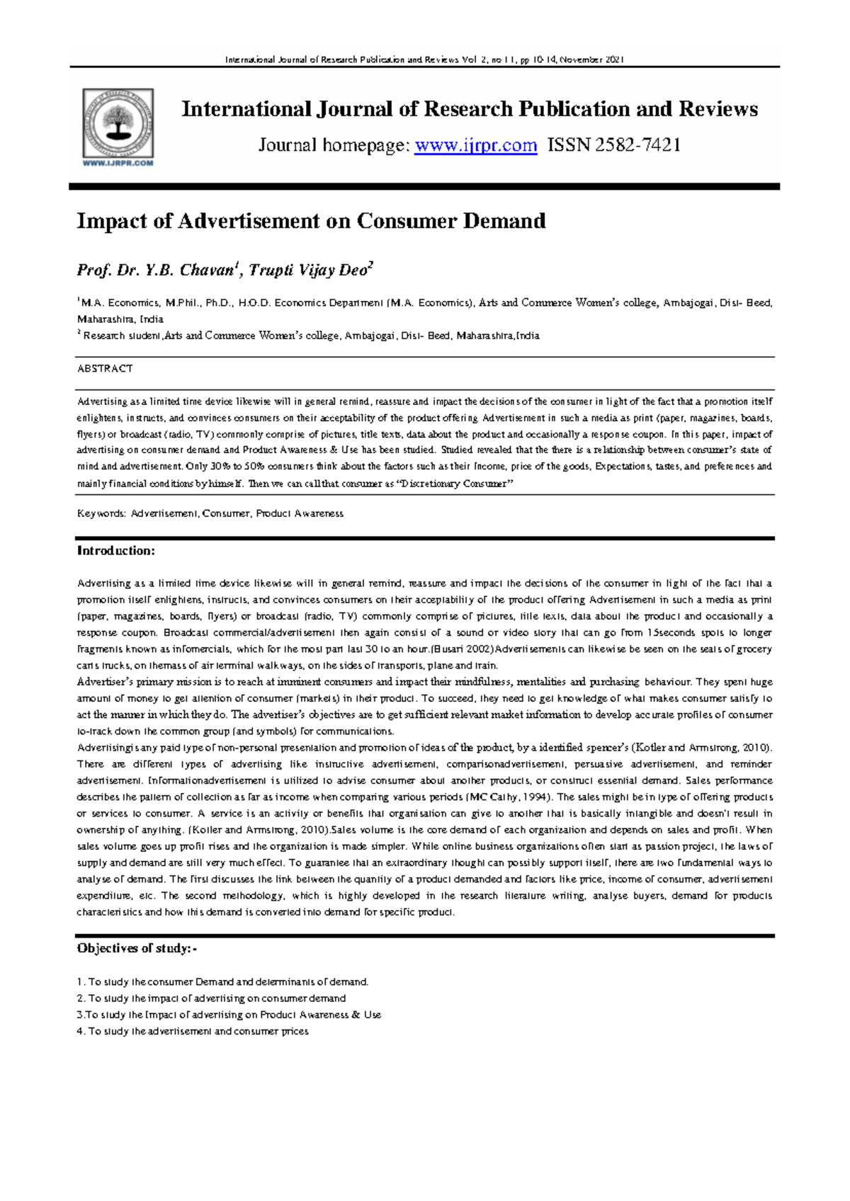 Research Managerial Econmics Ijrpr 1702 - International Journal of ...
