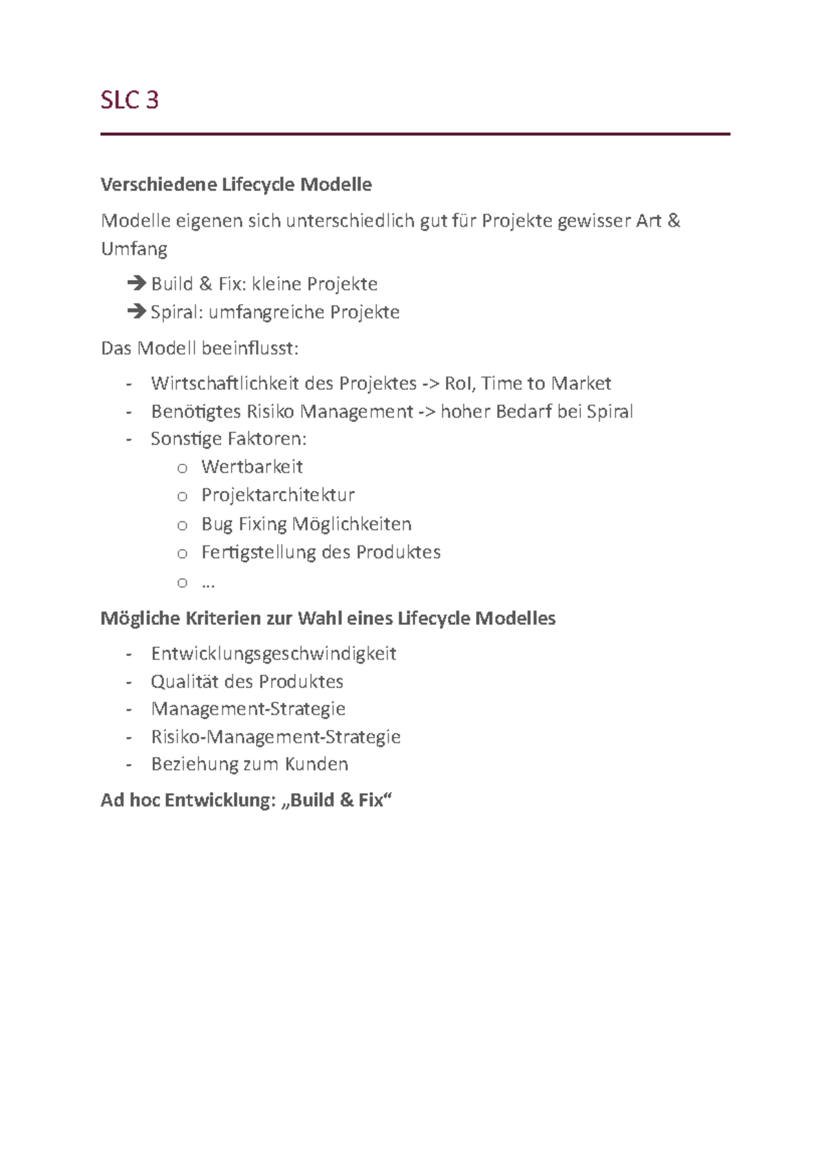 Software Life Cycle - Kapitel 3 - SLC 3 Verschiedene Lifecycle Modelle ...