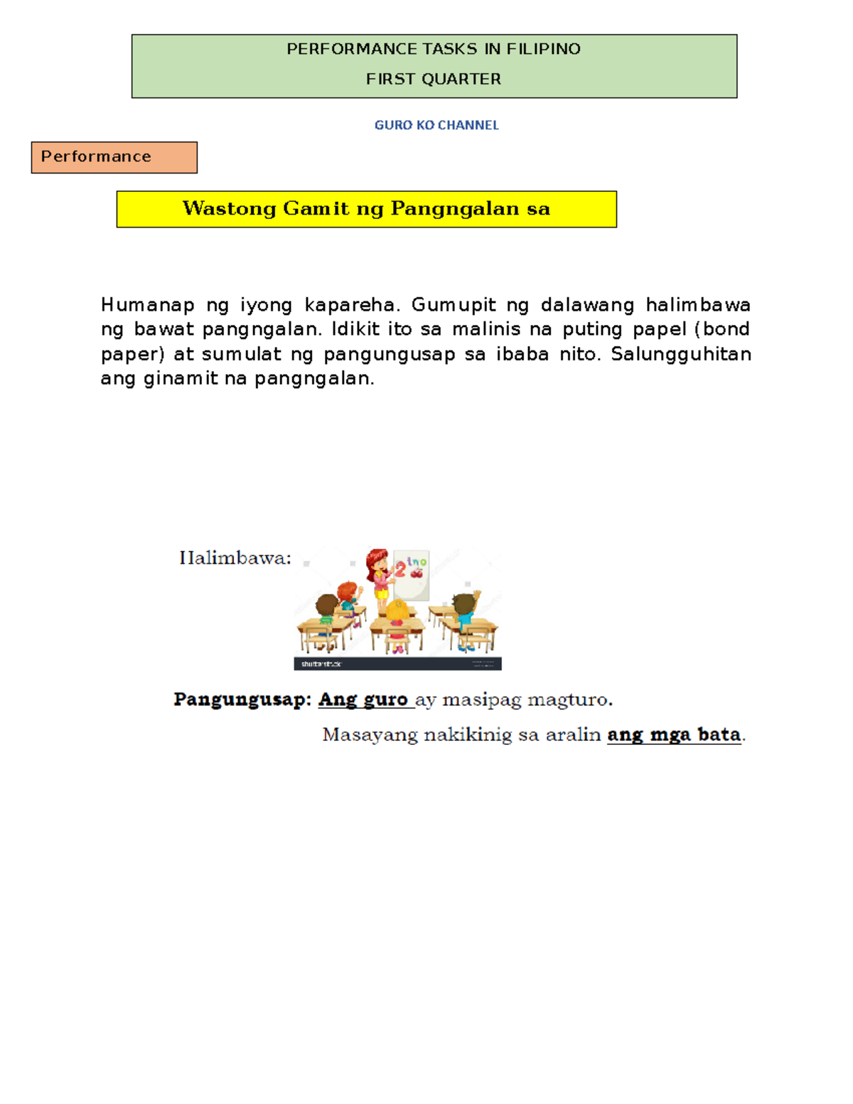 Filipino - PPT - Humanap ng iyong kapareha. Gumupit ng dalawang ...