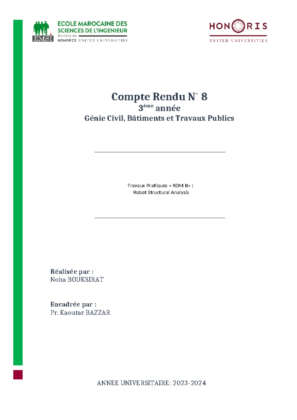 CR 8 TP Robot RDM - Noha Bouksirat word - Travaux Pratiques « RDM II ...