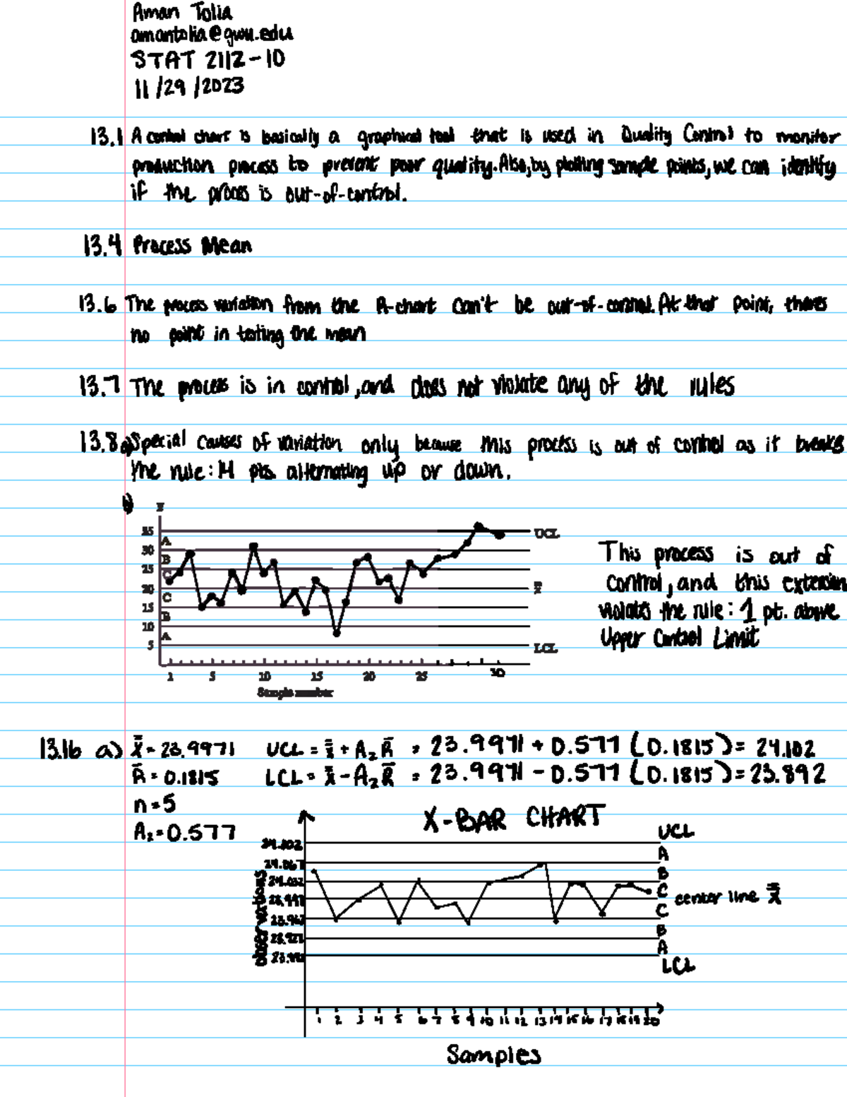 Note Nov 15, 2023 - Statistics - Aman Tolia amantolia gwu STAT 2112 10 ...