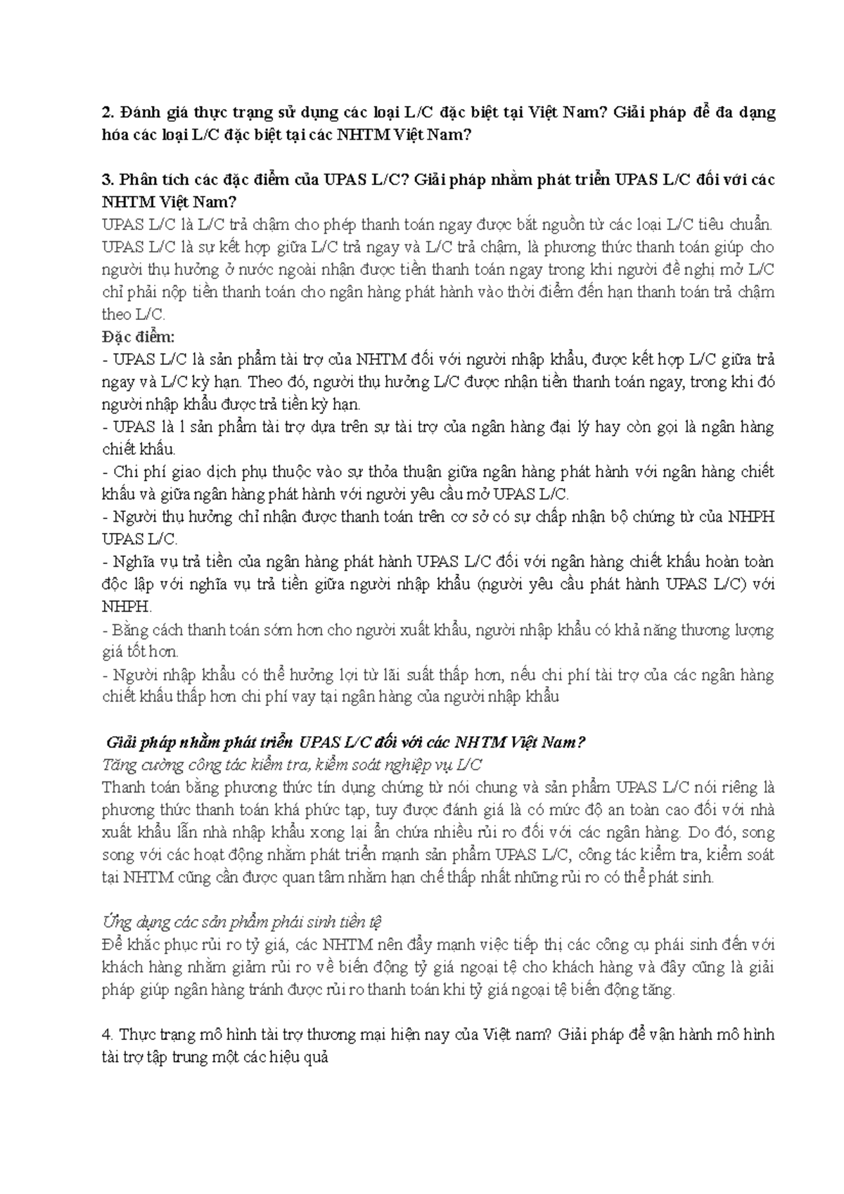 Ôn Kiểm tra - Tttmqt - Đánh giá thực trạng sử dụng các loại L/C đặc biệt tại Việt Nam? Giải pháp ...