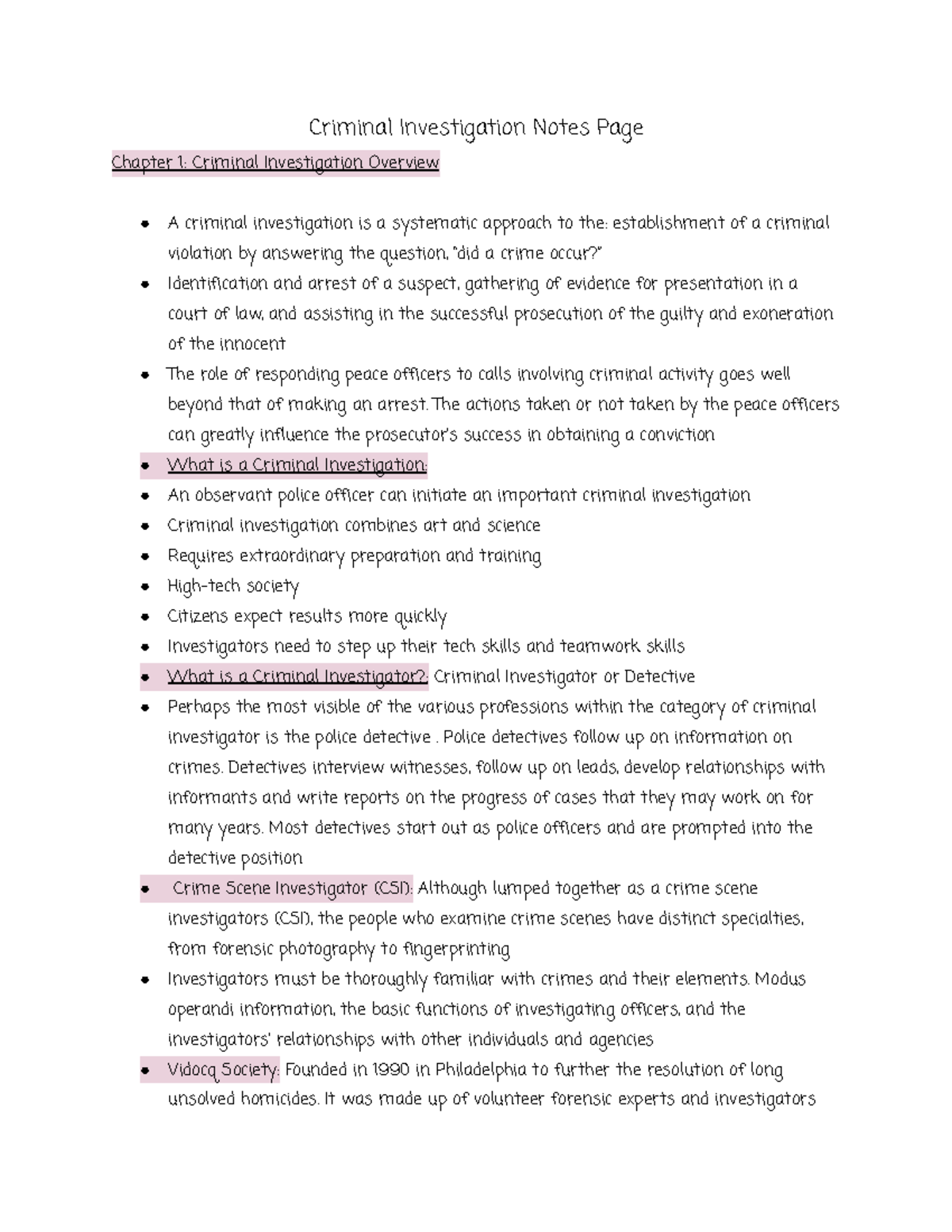 Criminal Investigation Notes Page - Criminal Investigation Notes Page ...