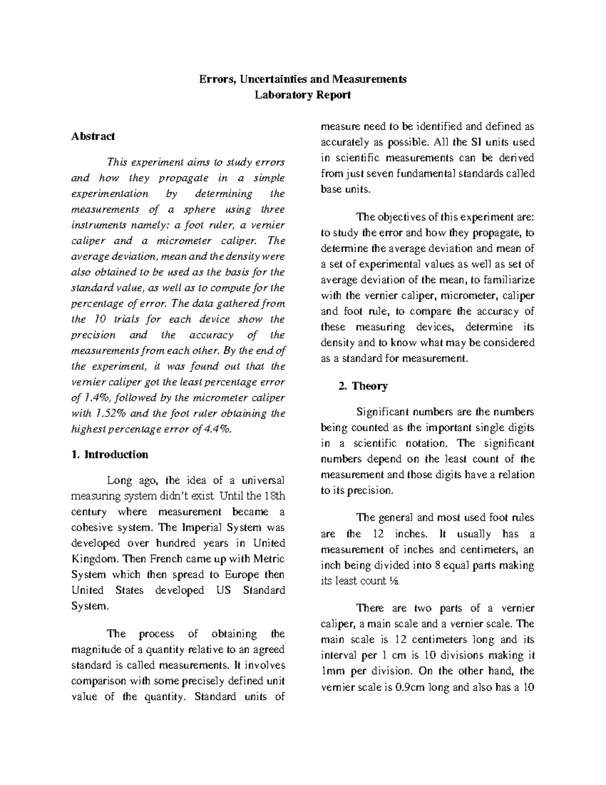 Errors, Uncertainties and Measurements - Errors, Uncertainties and ...