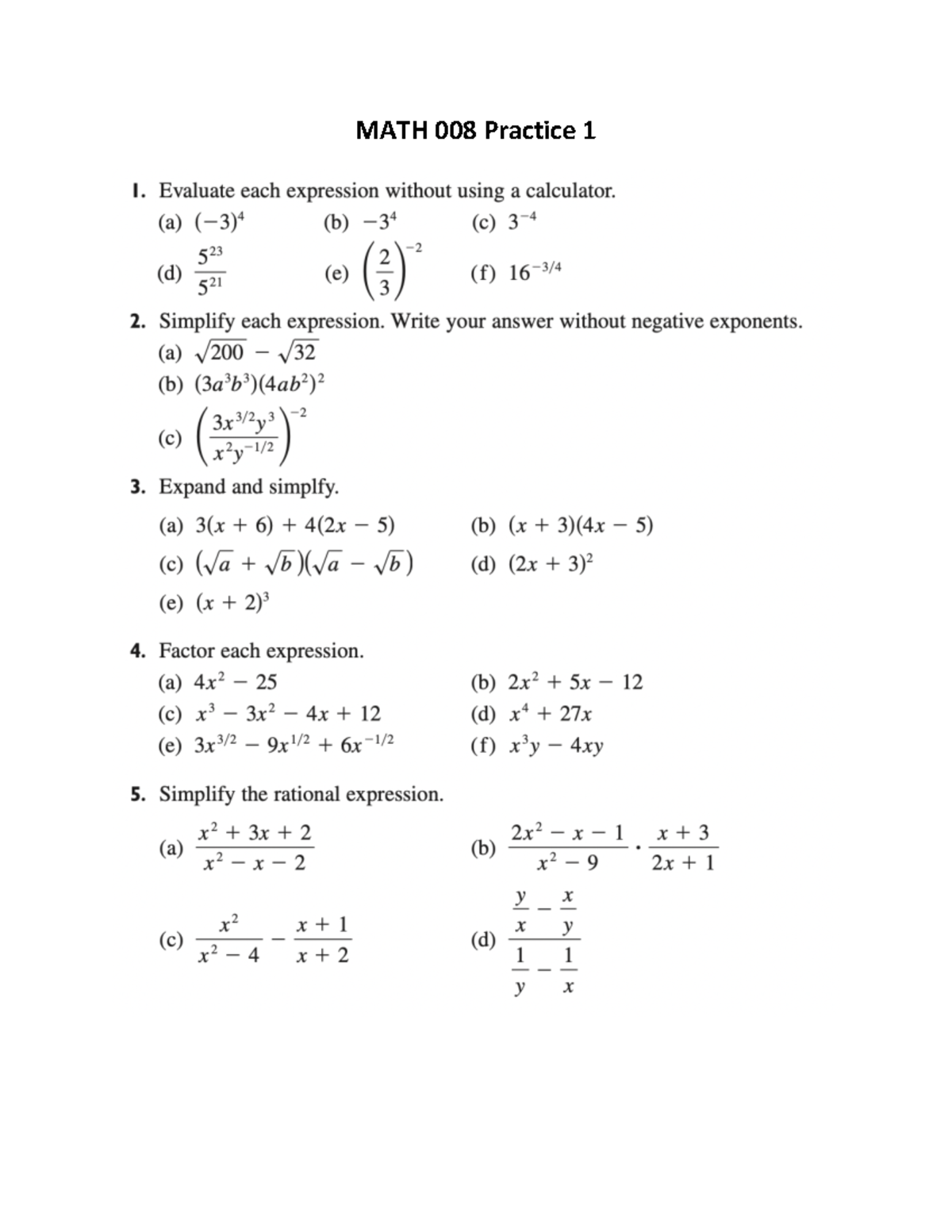 MATH 008 Practice 1 - MATH 008 - MATH 008 Practice - Studocu