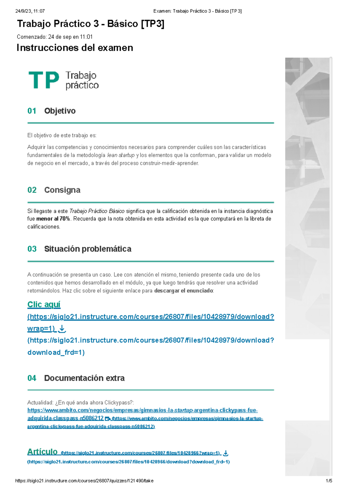 Emp Univ Básico [TP3] 90% - Trabajo Práctico 3 - Básico [TP3] Comenzado: 24 de sep en 11: - Studocu
