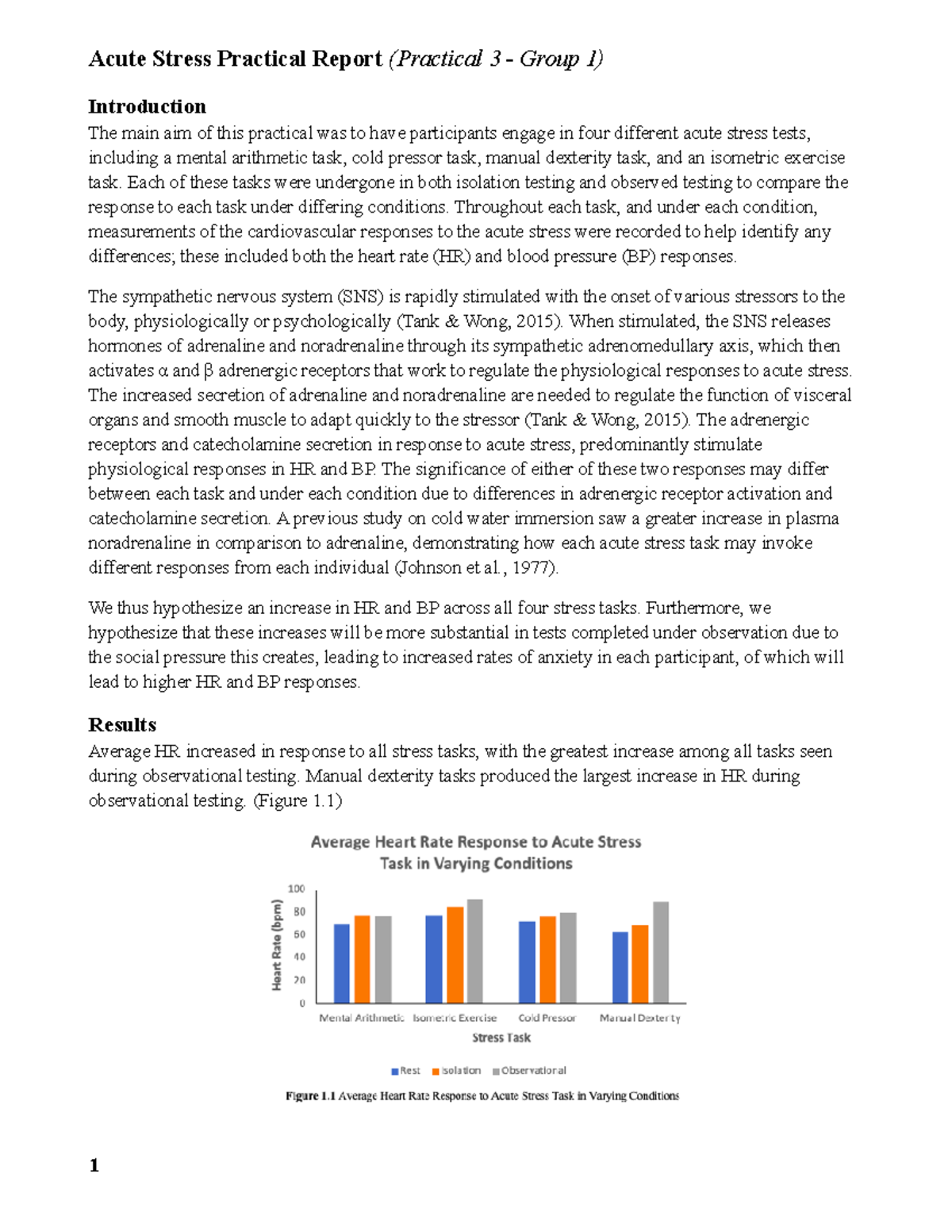 Prac Report 3 Acute Stress - Group 1 - HSBH3021 - USyd - Studocu