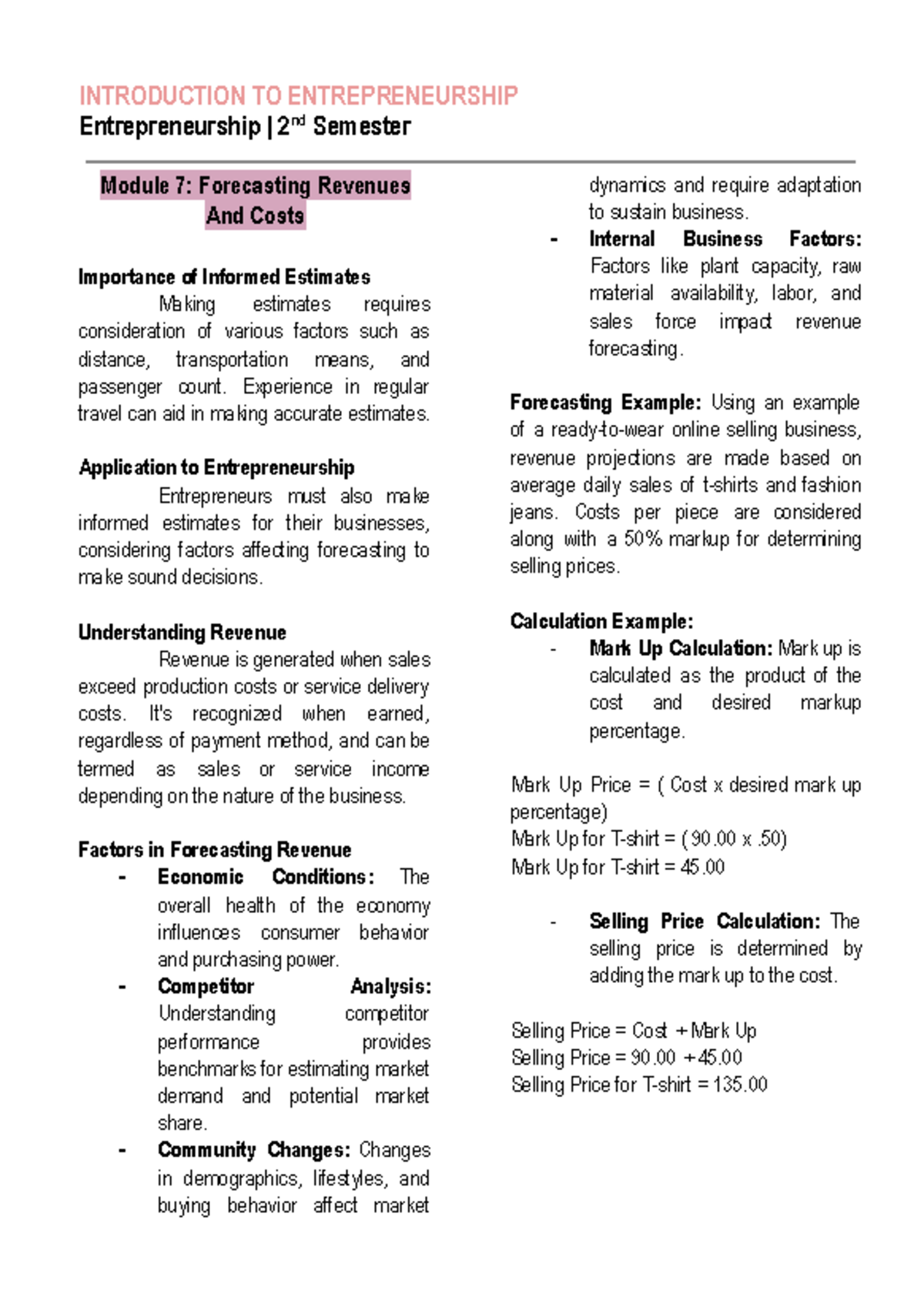Entrepreneuship-Reviewer-Q4 - Entrepreneurship | 2nd Semester Module 7 ...