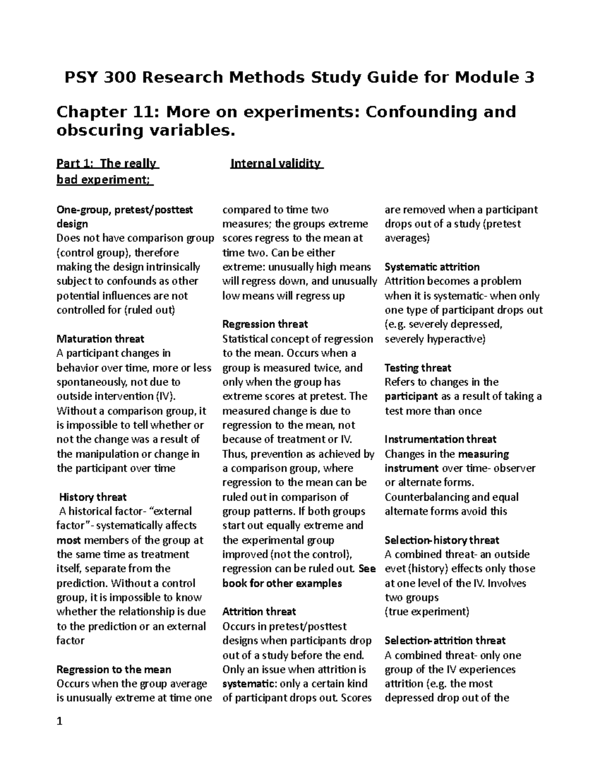 PSY 300 Research Methods Study Guide for Module 3 - Part 1: The really ...