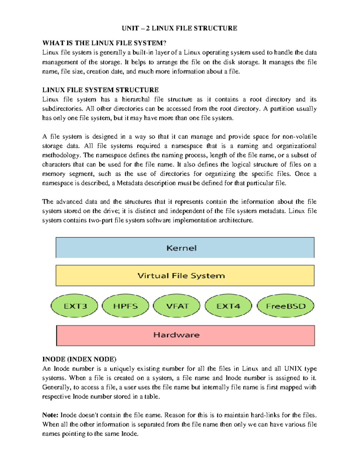 python training report - UNIT – 2 LINUX FILE STRUCTURE WHAT IS THE LINUX FILE SYSTEM? Linux file ...