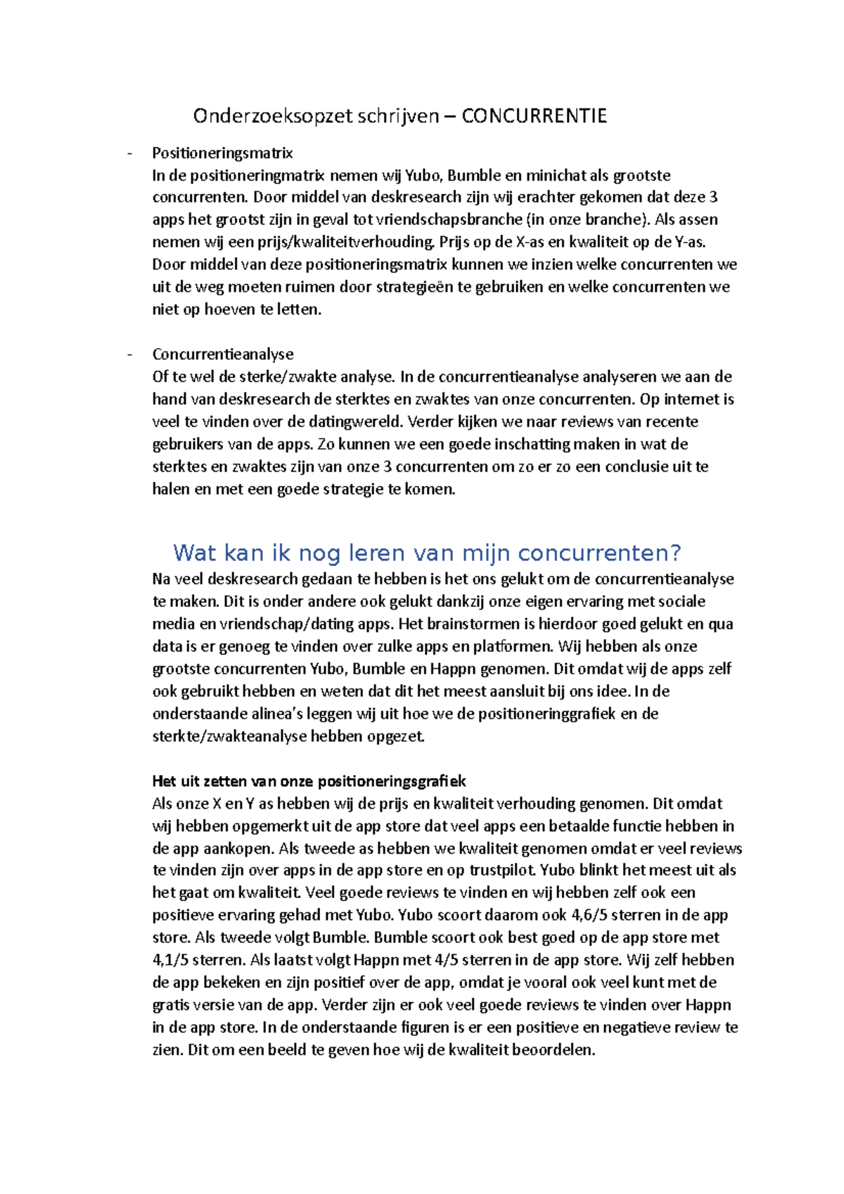 Positioneringsgrafiek - Onderzoeksopzet schrijven – CONCURRENTIE ...