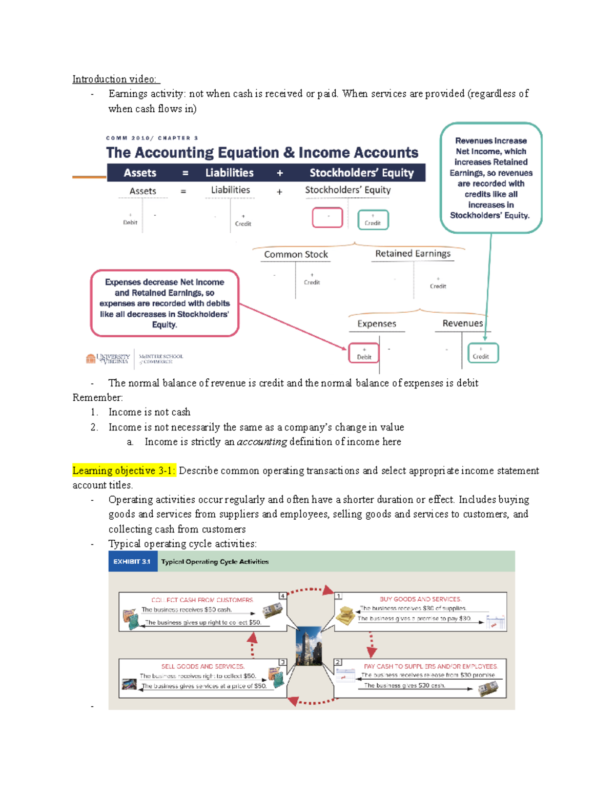 Financial accounting chapter 3 - Introduction video: - Earnings activity: not when cash is ...