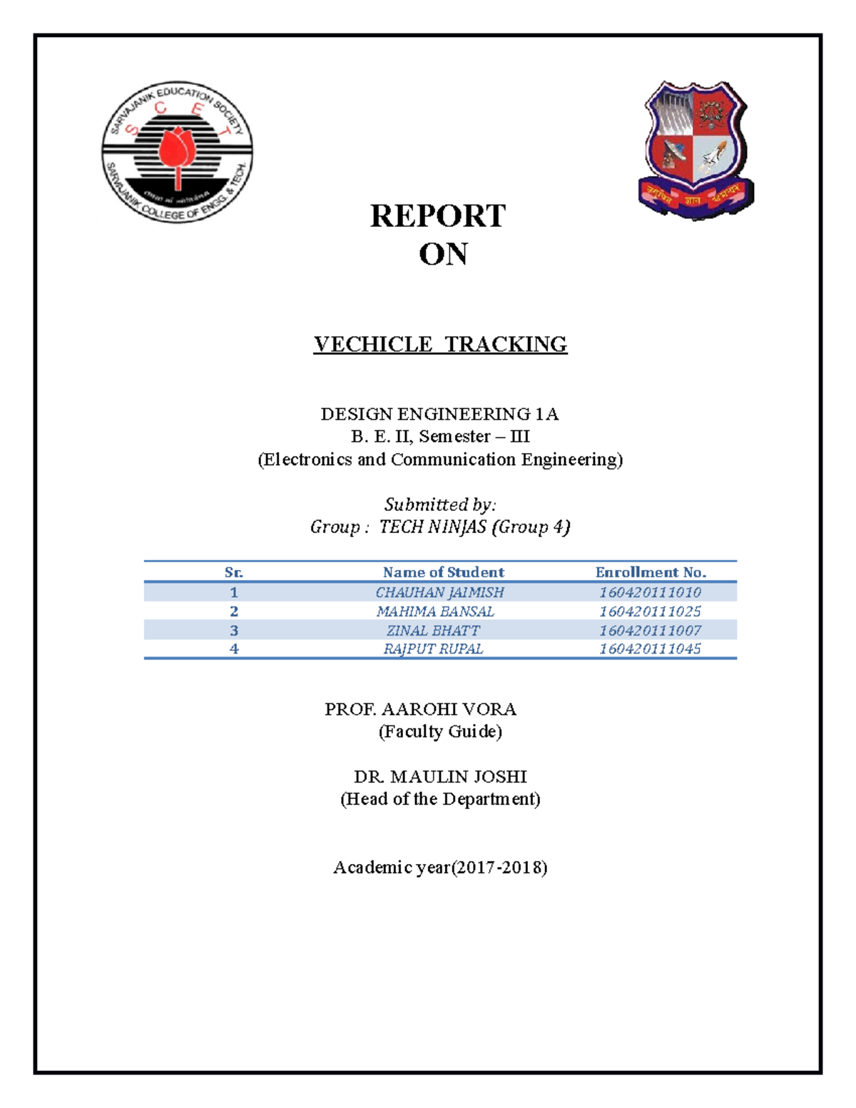 VEHICLE TRACKER USING GPS AND GSM MODULE - REPORT ON VECHICLE TRACKING ...
