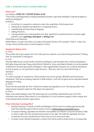 Class 10 Unit 1: Introduction to Artificial Intelligence - ARTIFICIAL INTELLIGENCE CLASS 10 ...