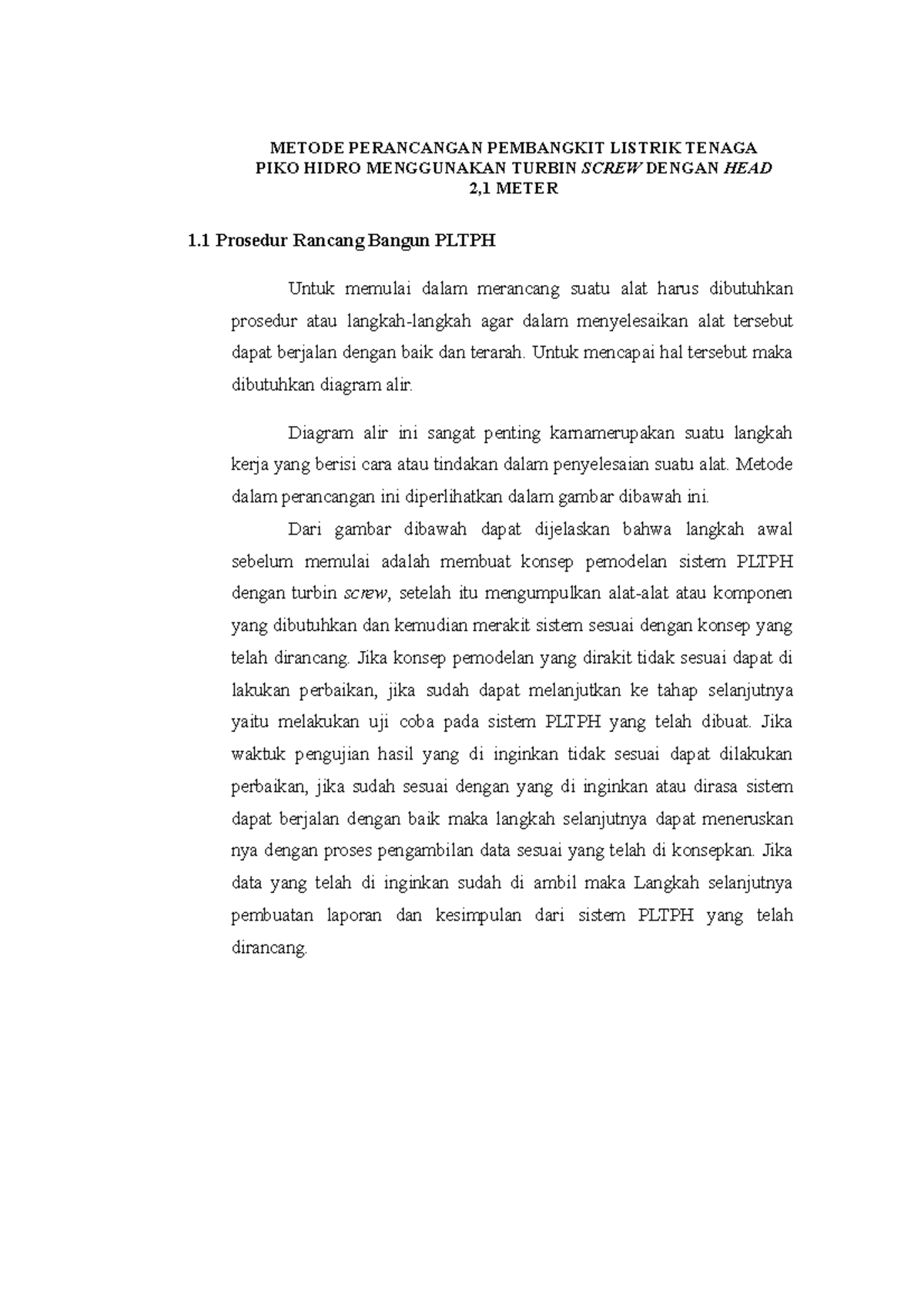Metode Perancangan Pembangkit Listrik Tenaga PIKO Hidro Menggunakan ...
