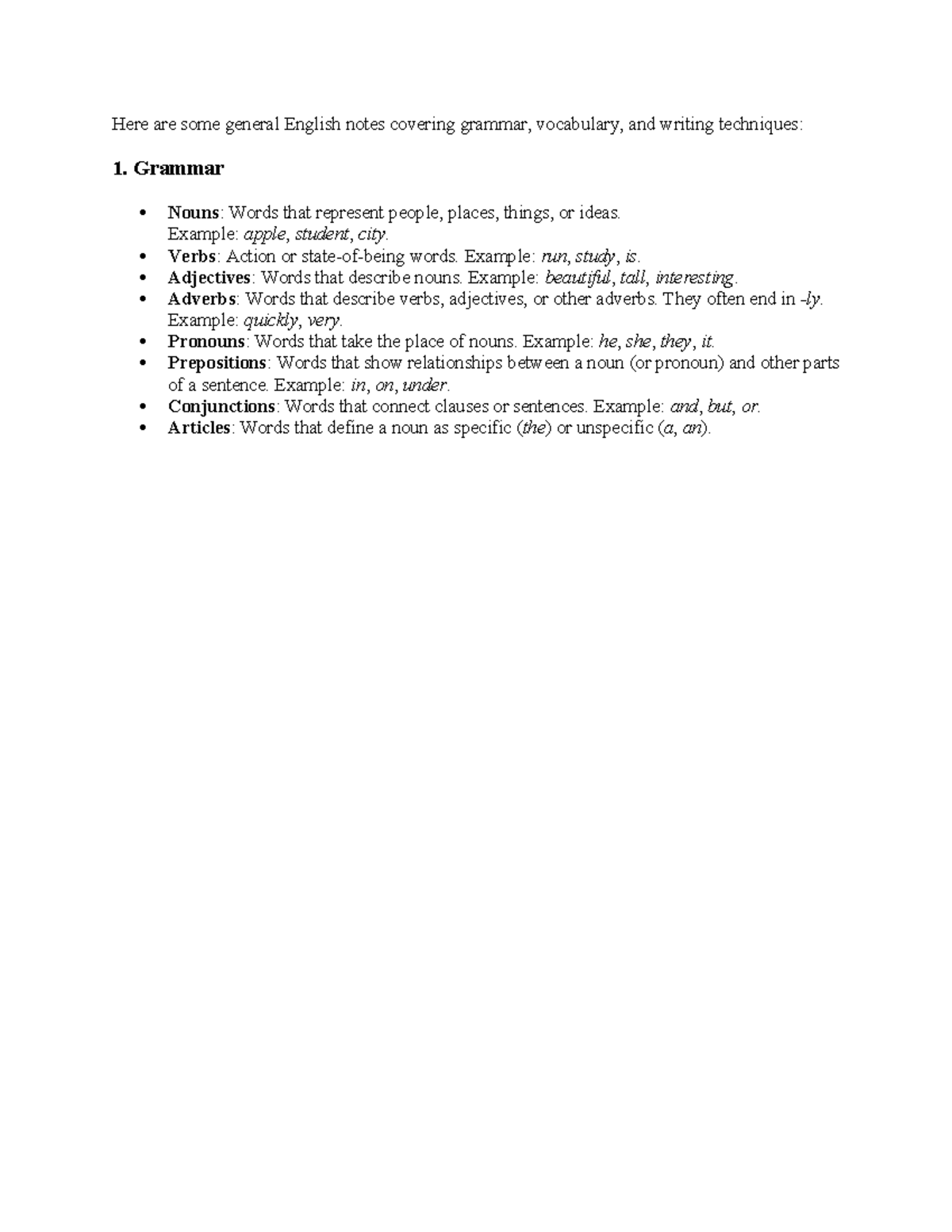 Document - Essay - Here are some general English notes covering grammar ...