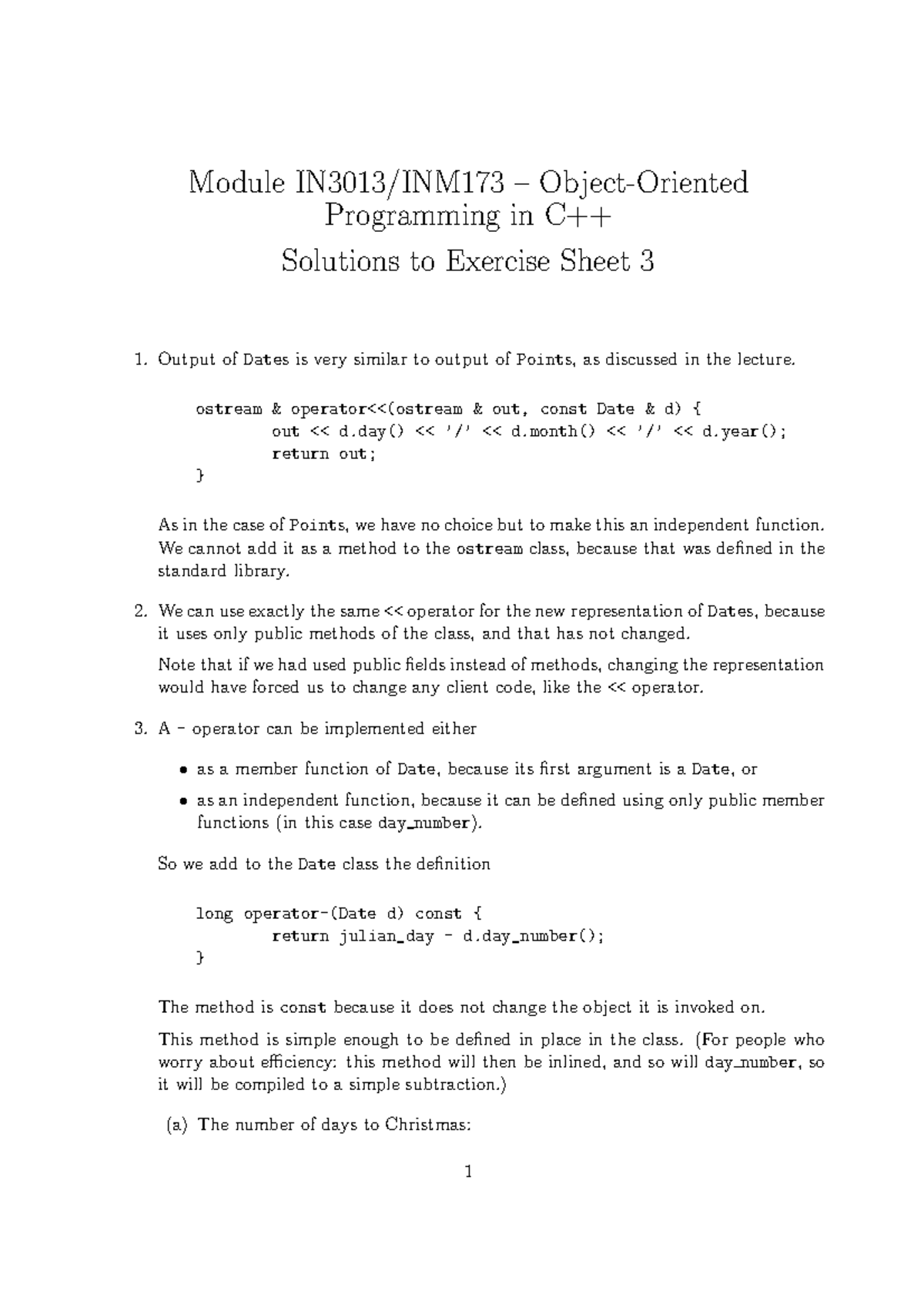 2016 2017 Lab Exercise Sheet 3 Solutions Module In3013inm173 Object Oriented Programming