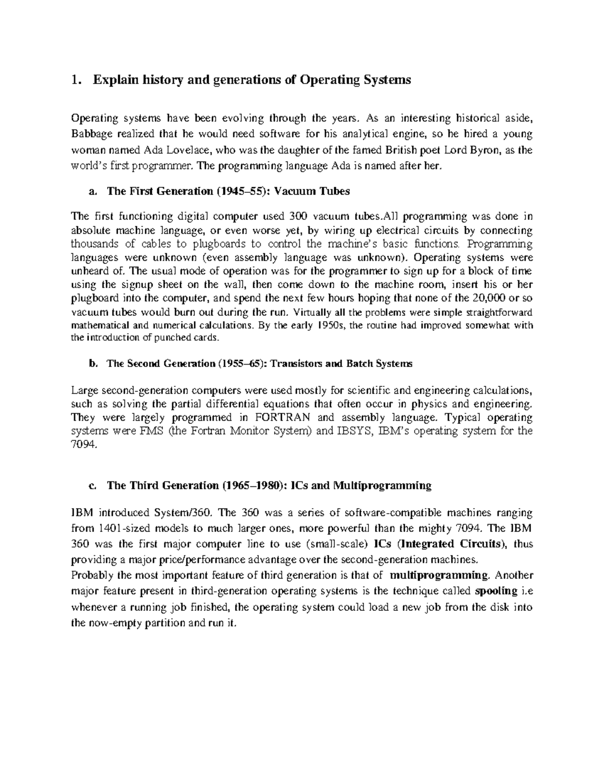 Module 1 Notes A Introduction To Operating System 1 Explain