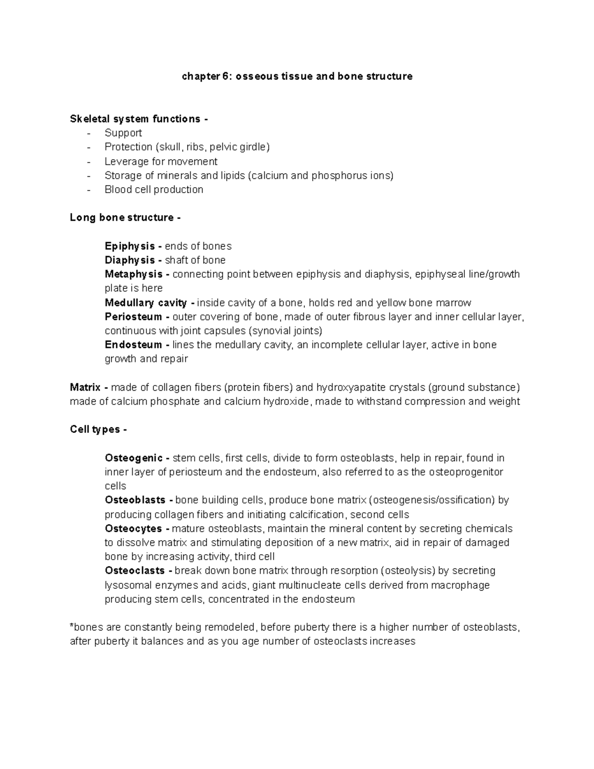 Chapter 6: Skeletal System - chapter 6: osseous tissue and bone structure Skeletal system ...
