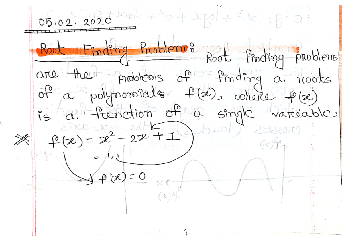 Bisection method - note - f 05.02 ungol Eig B Root Finding Problem: Root finding problems are ...
