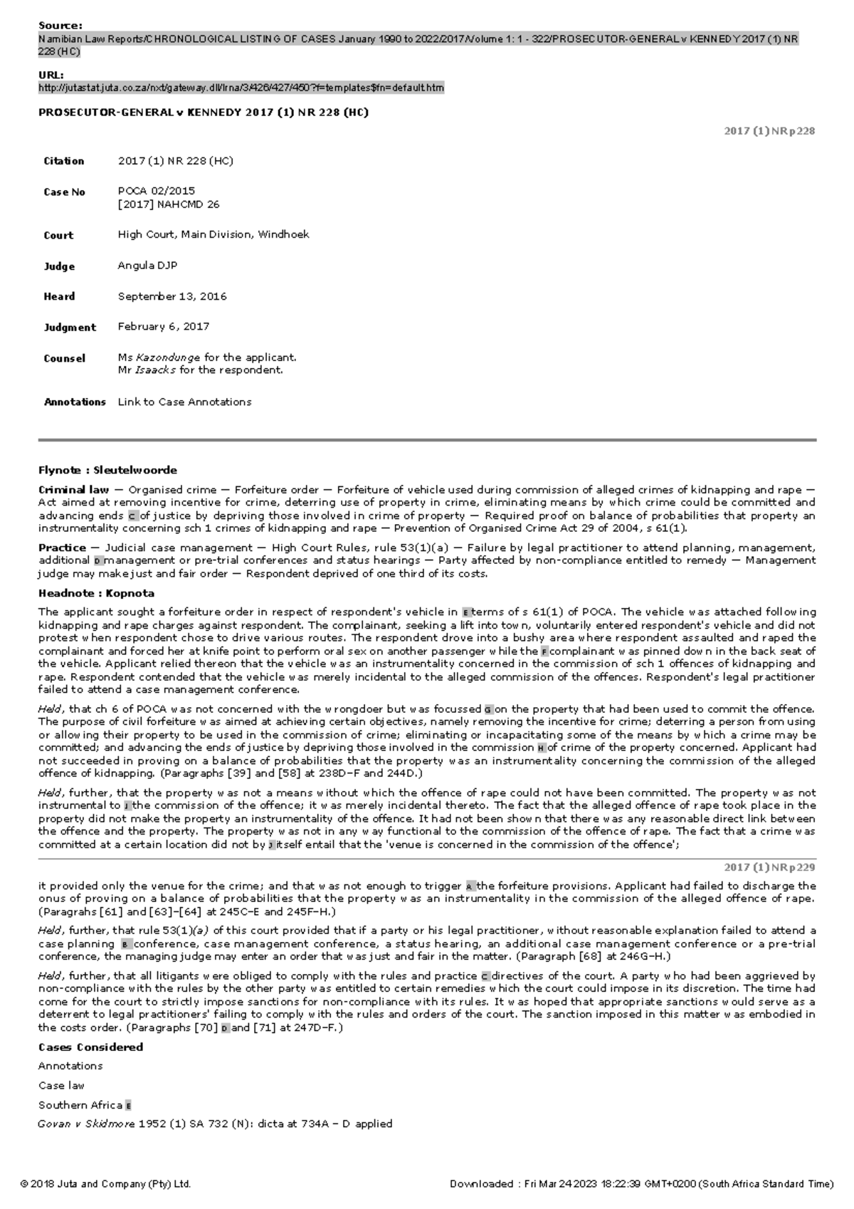 4. Prosecutor- General v Kennedy 2017 (1) NR 228 (HC) - paras 65-71 ...