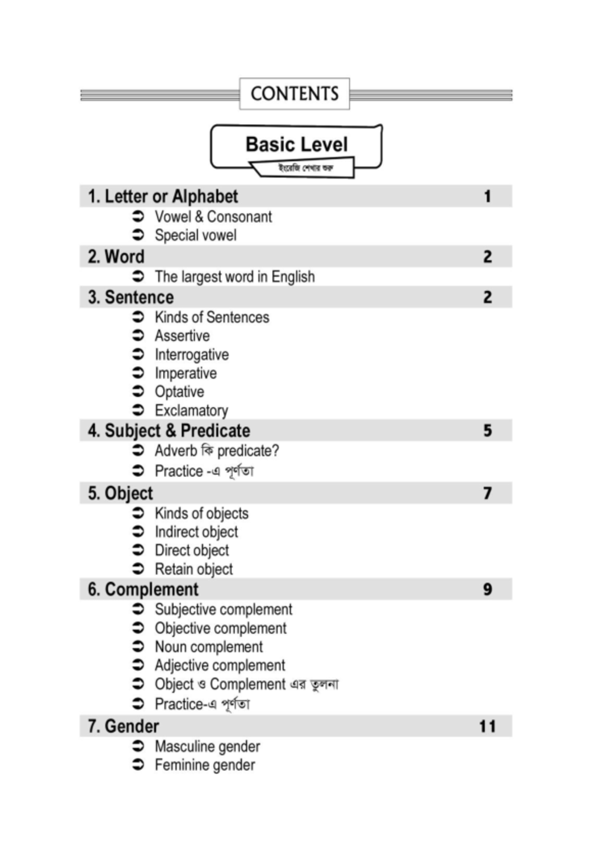 NEED Grammar book (BDe Books - CONTENTS Basic Level CR 08 1. Letter or ...
