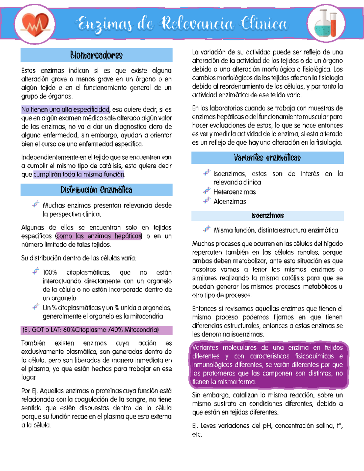 Clase 7 Algunas Enzimas de Relevancia Clinica - Bioquímica - Isoenzimas ...