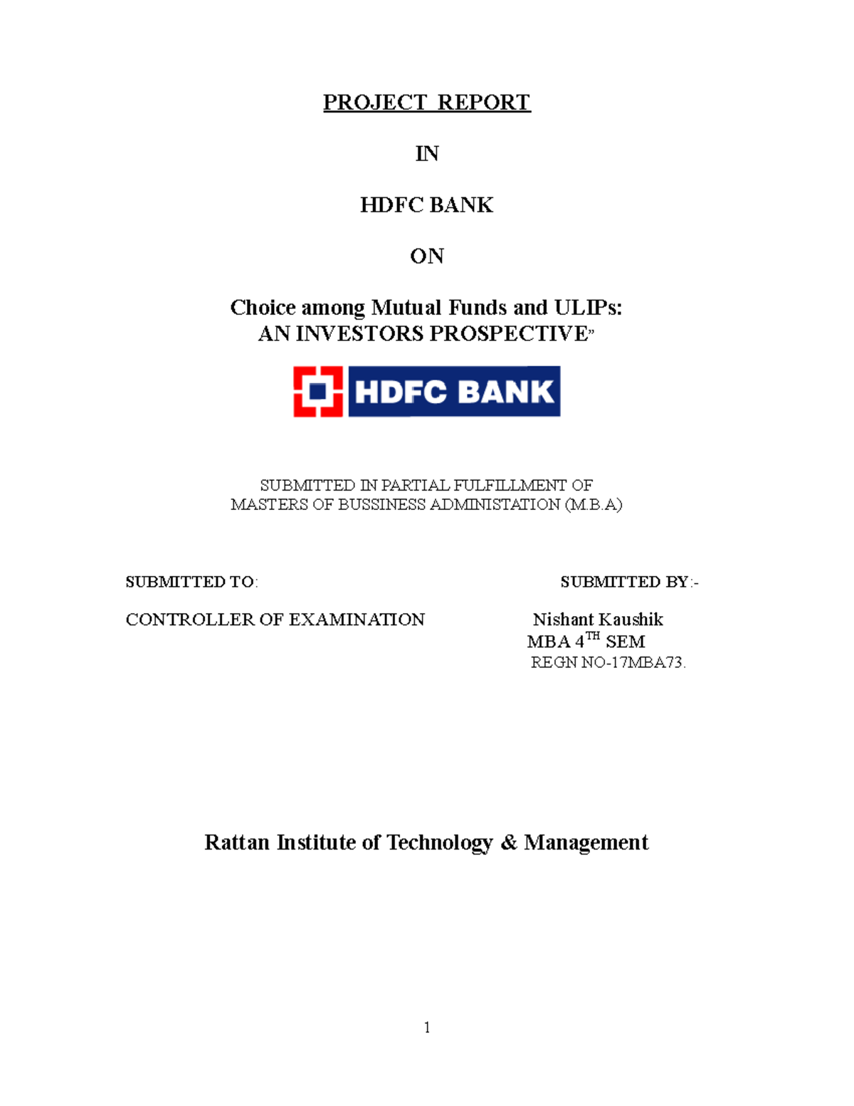 Mutule Funds at HDFC Bank - PROJECT REPORT IN HDFC BANK ON Choice among ...