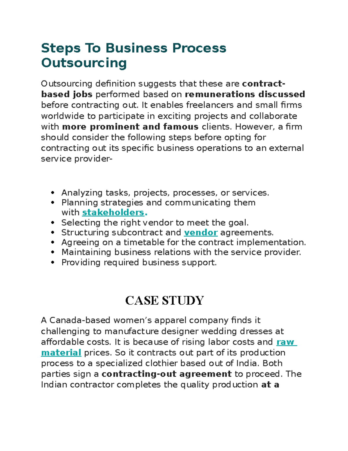 Steps To Business Process Outsourcing - Steps To Business Process ...