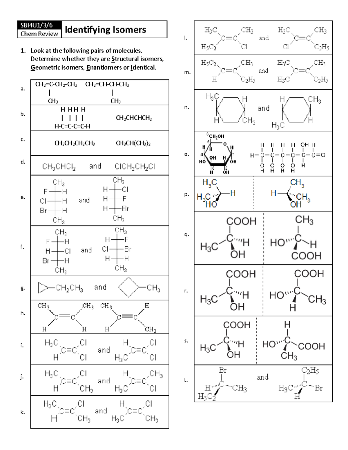 Isomers ID WS v3 - Notes - Warning: TT: undefined function: 32 SBI4U1/3 ...