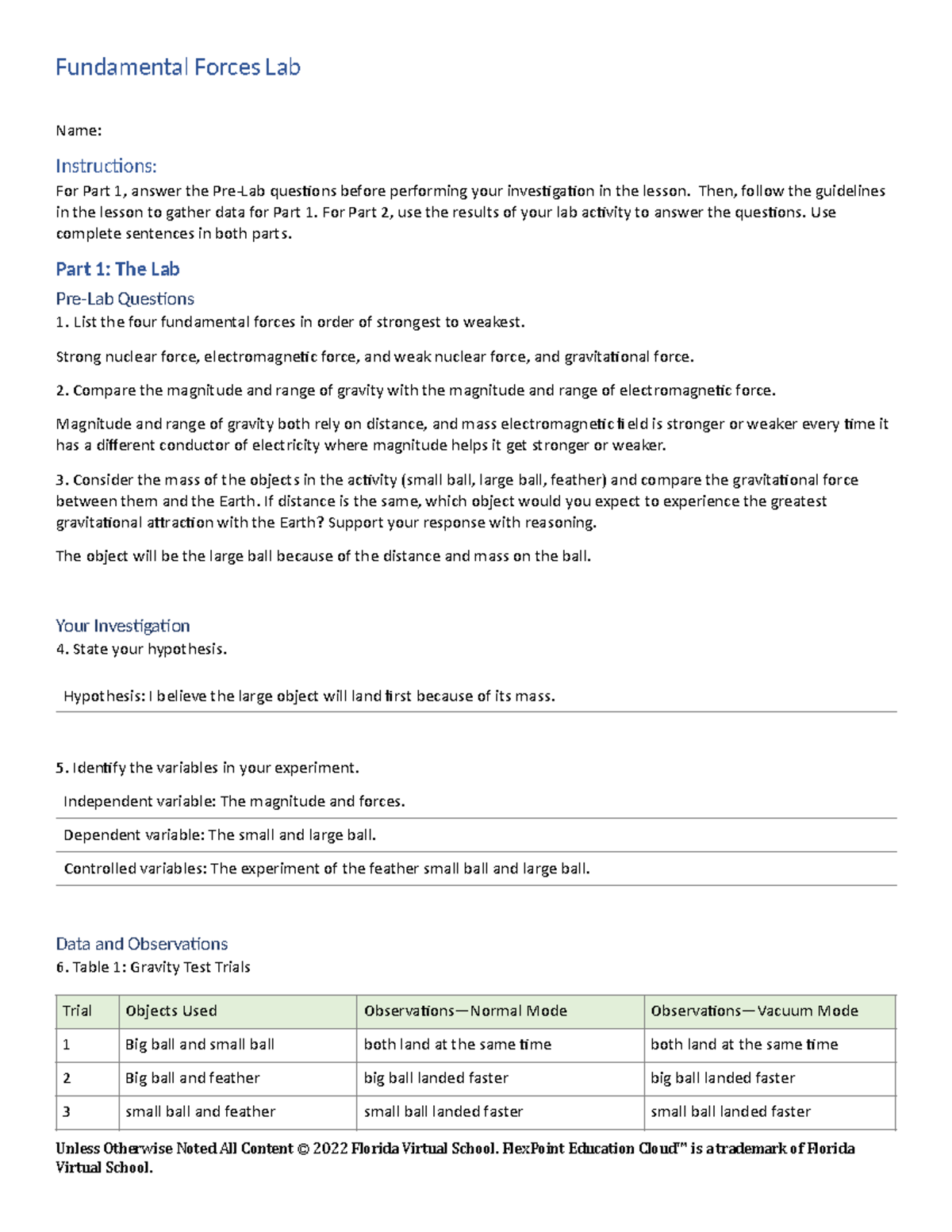 01 06 worksheet Alessandro Buono - Fundamental Forces Lab Name ...